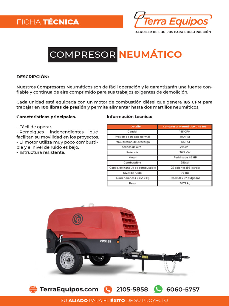 Ficha Técnica Compresor Neumatico | PDF