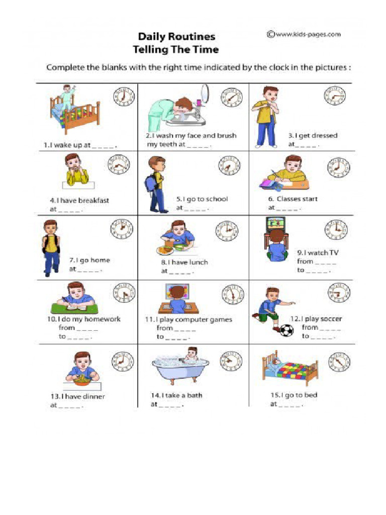 Daily Routines Worksheet | PDF