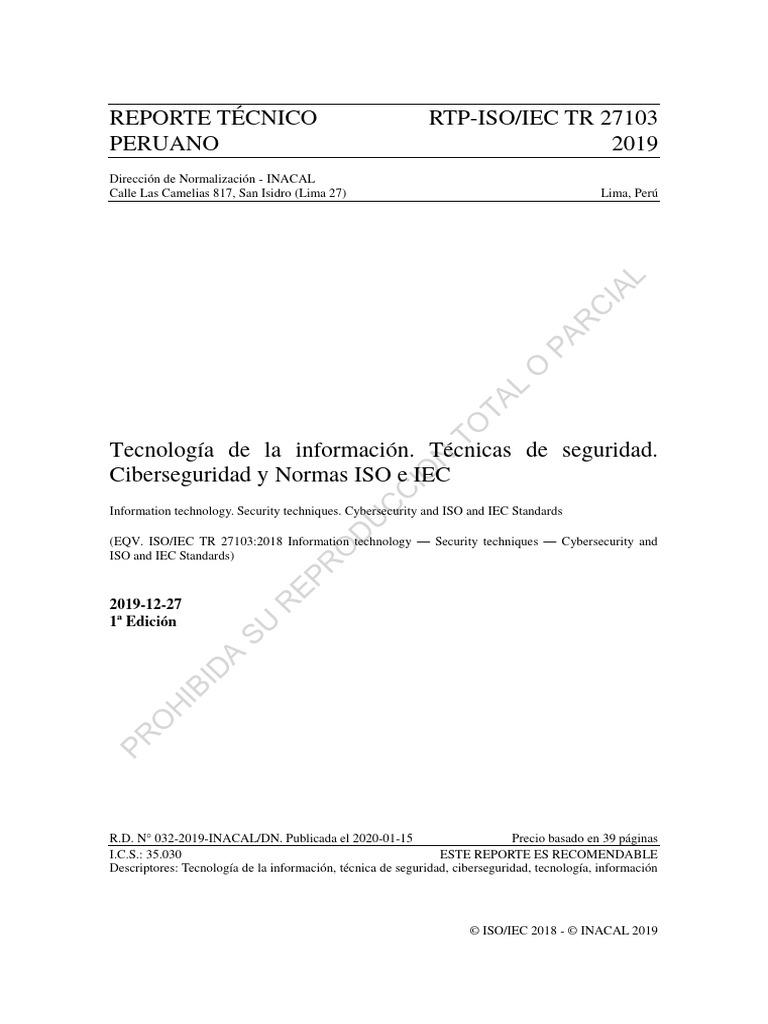 NTP ISO IEC TR 27103 2018 Information Technology - Security Techniques ...