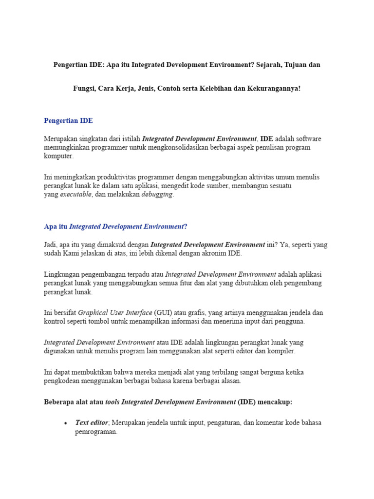 Mengenal Pengertian IDE | PDF | Seni | Teknologi & Rekayasa