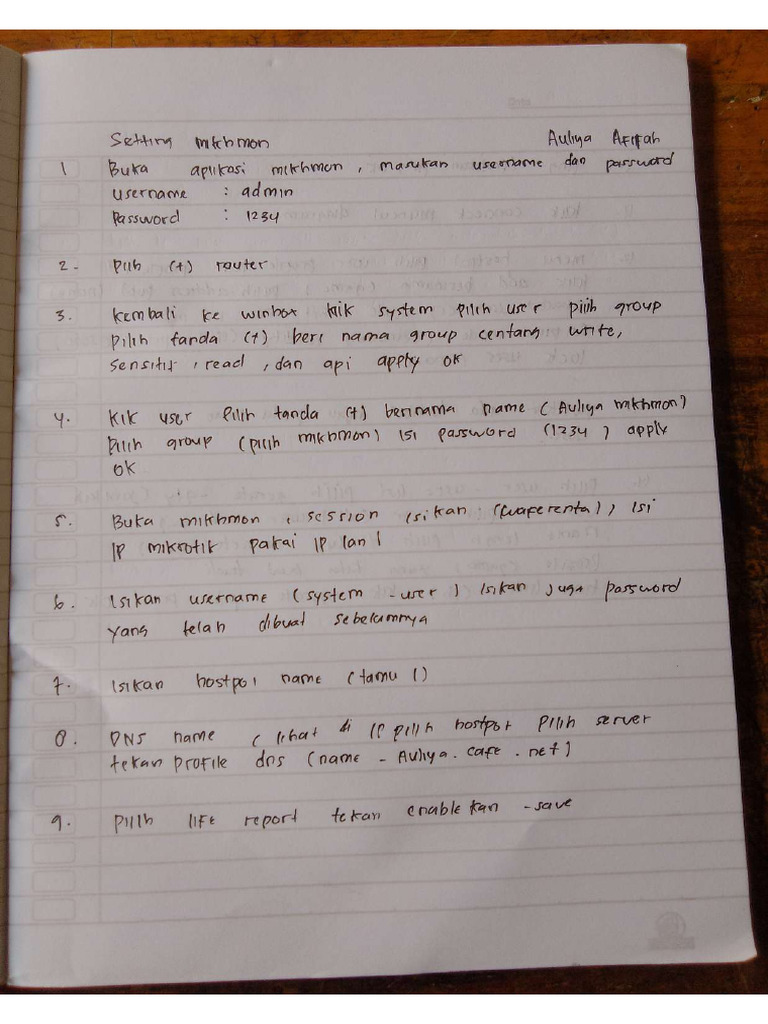 Setting Mikhmon AULIYA AFIFAH | PDF