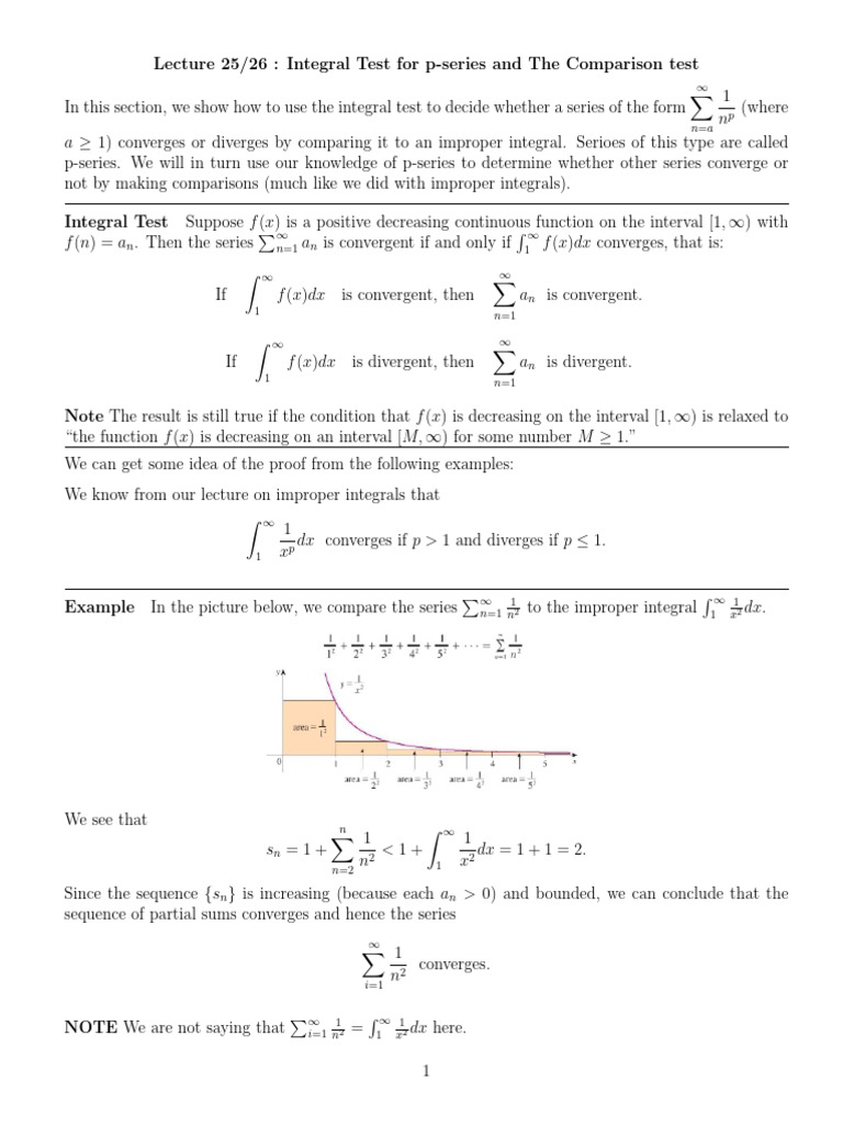 PROOF - Integral Test For P-Series and Comparison Test - FEB 5 | PDF ...