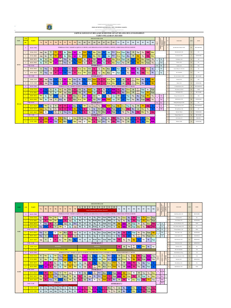JADWAL KBM Genap Bulan Ramadhan 2023-2024 | PDF