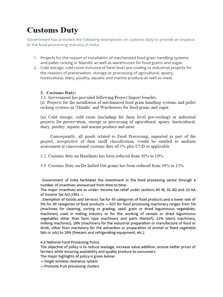 Customs Duty | PDF | Tariff | Vegetables Customs Duty | PDF | Tariff | Vegetables