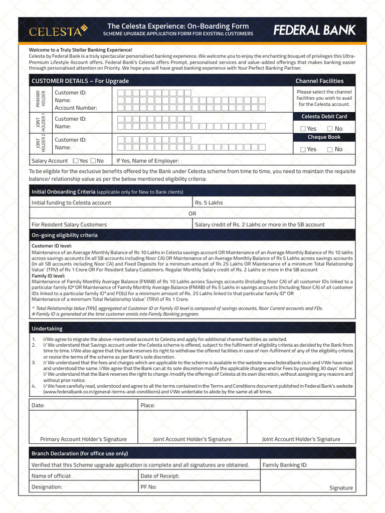 Celesta-Scheme Upgradation Form | PDF | Banks | Savings Account