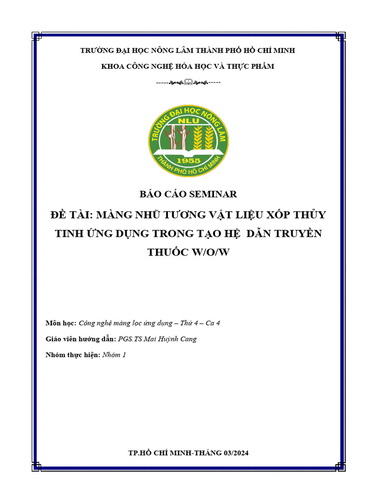 NH 23-23 CNML - Nhóm 1 - Vật liệu xốp thủy tinh Shirasu nhũ tương hóa ...