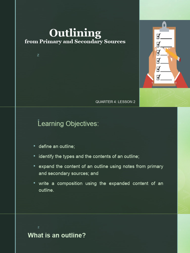 Outlining (ENGLISH Q4 - L2) | PDF | Written Communication | Human ...