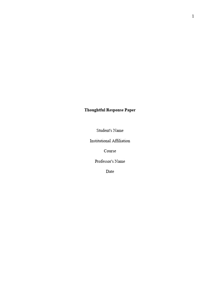 Thoughtful Response Paper | PDF | Clinical Psychology | Psychologist