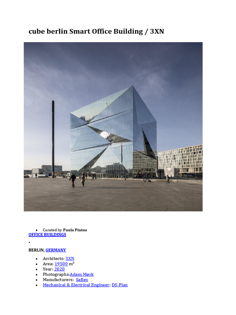 Cube Berlin Smart Office Building | PDF | Geometry | Efficient Energy Use