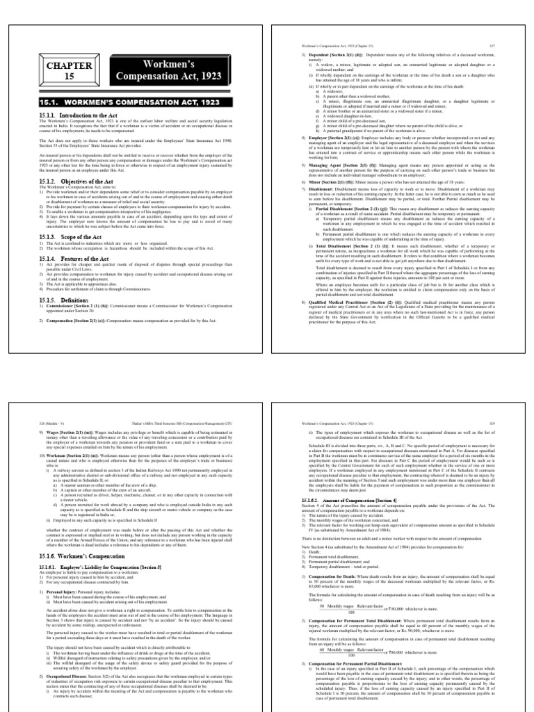 Workmen S Compensation Act 1923 | PDF