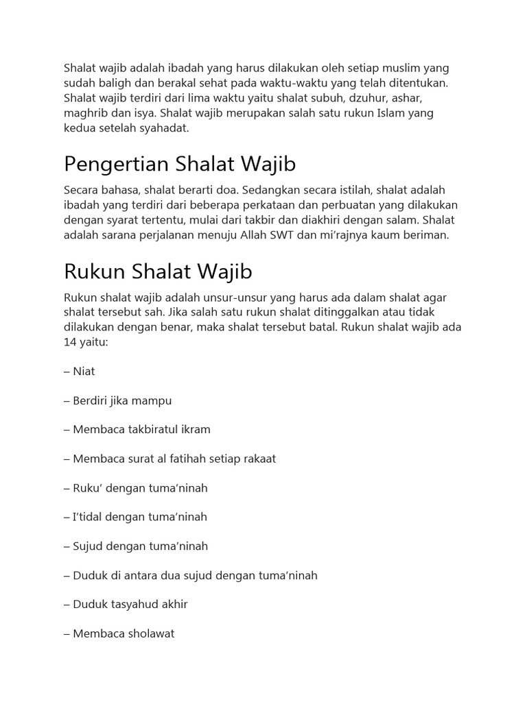 Shalat Wajib Adalah Ibadah Yang Harus Dilakukan Oleh Setiap Muslim Yang ...