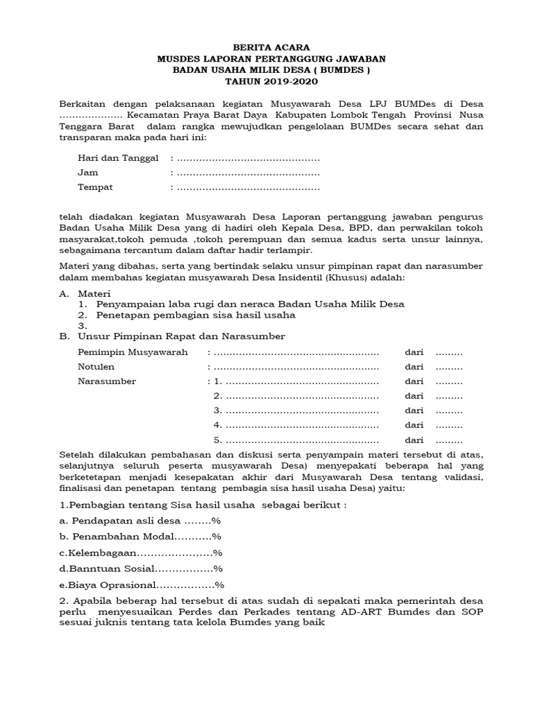 Ba LPJ Bumdes | PDF | Griya & Taman