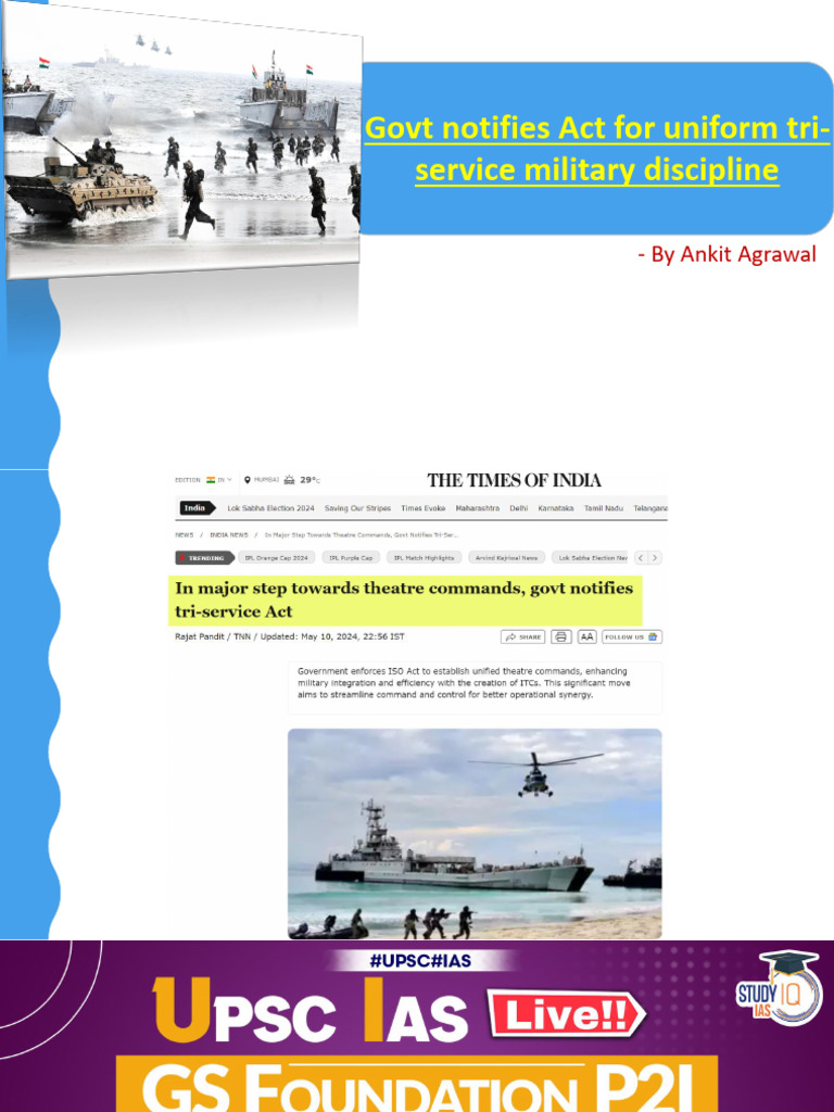 Govt Notifies Act For Uniform Tri Service Military Discipline | PDF ...
