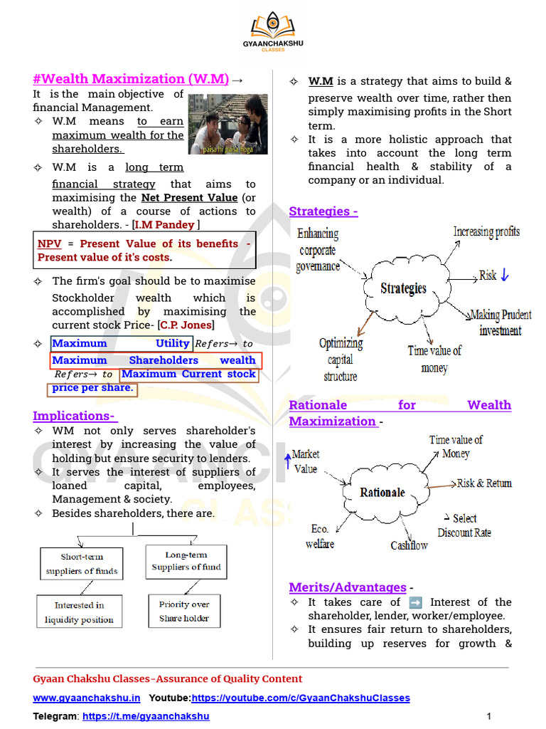 Wealth Maximization - 240102 - 124033 | PDF | Net Present Value | Interest