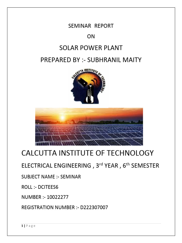 Solar Power Plant Report 1 | PDF | Solar Power | Photovoltaics