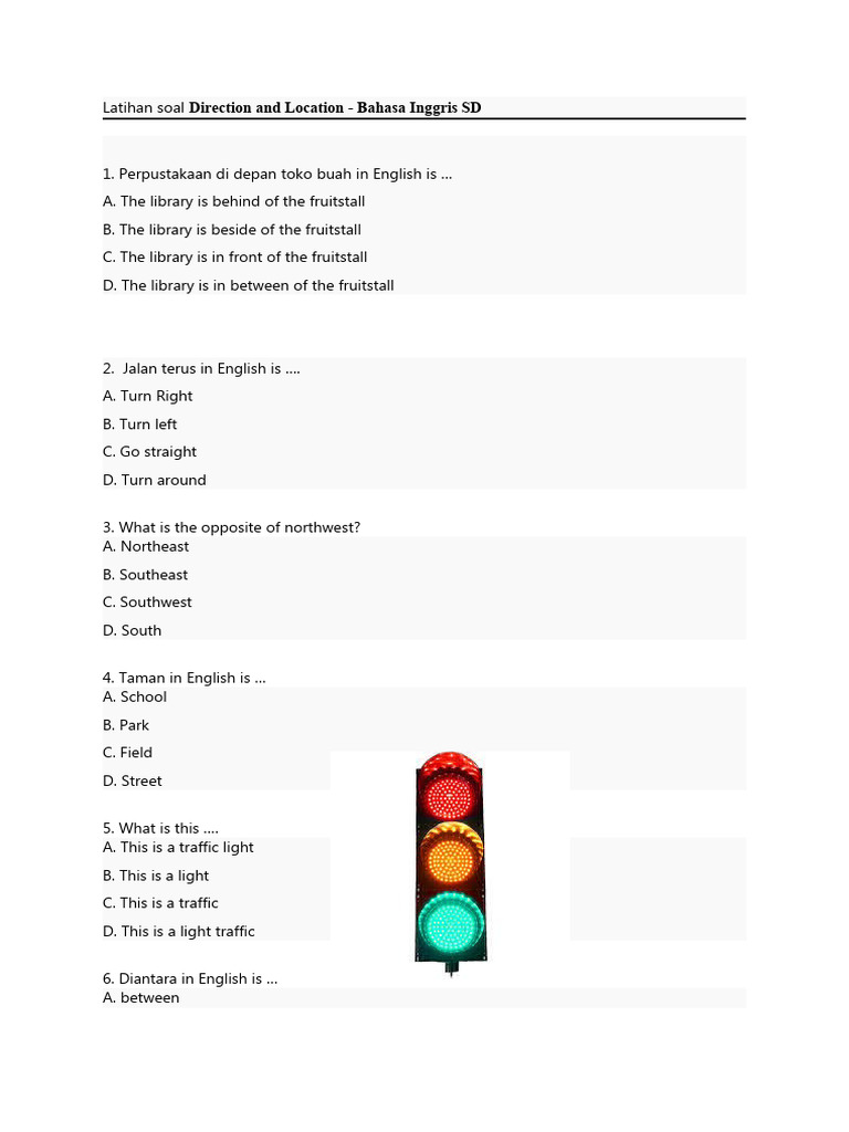 Latihan Soal Direction and Location | PDF | Foreign Language Studies ...