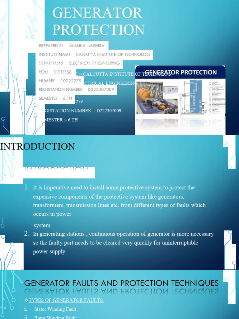 Generator Fault Protection Methods | PDF | Relay | Electric Generator