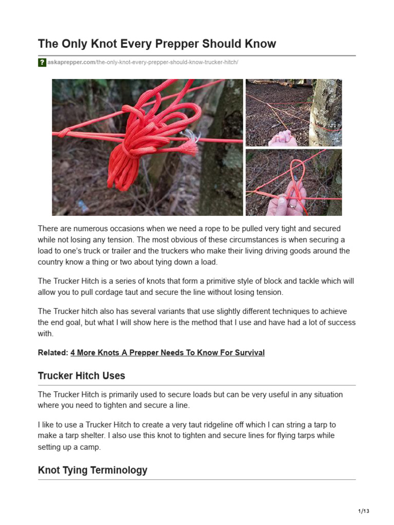 The Only Knot Every Prepper Should Know | PDF | Knot | Ropework
