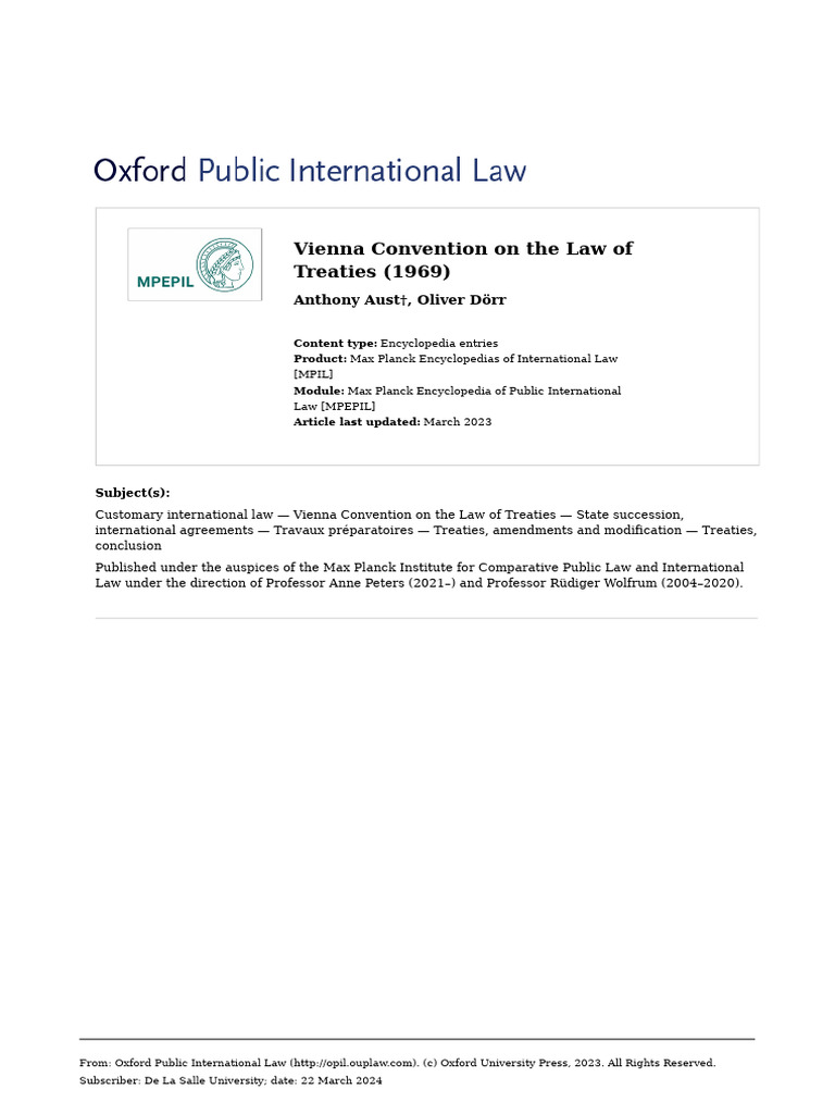 Vienna Convention | PDF | International Law | Treaty