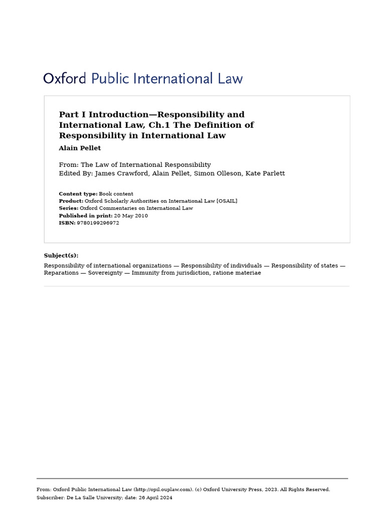 State Responsibility | Download Free PDF | International Law | Justice