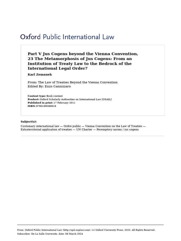 Jus Cogens - 2 | PDF | International Law | Treaty