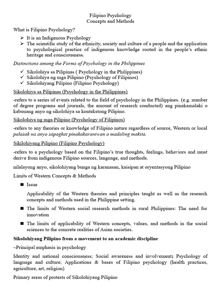 Filipino-Psychology Notes | PDF | Psychology | Thought Filipino-Psychology Notes | PDF | Psychology | Thought