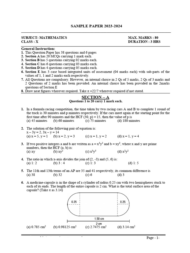 Maths Practice Paper | PDF | Sphere | Area