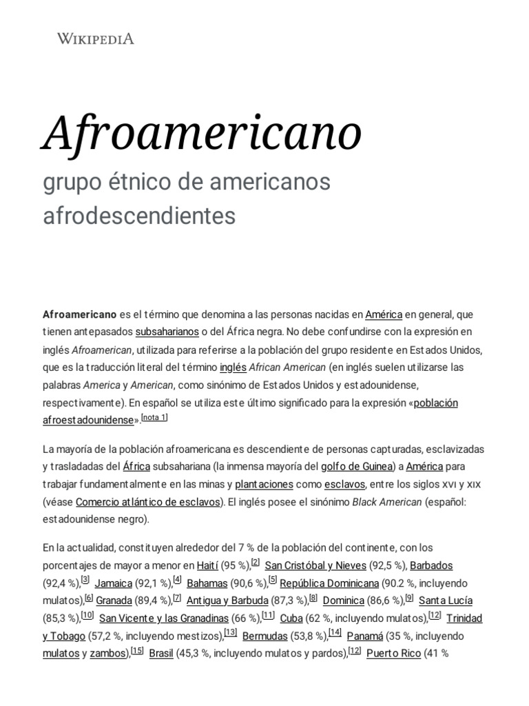Afroamericanos en América: Historia y Presencia | PDF | Pueblo africano ...