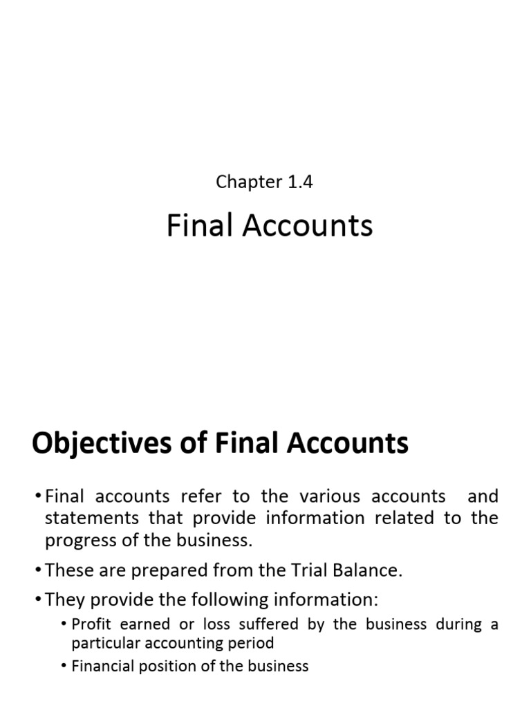 1.4 Final Accounts | PDF | Income Statement | Expense