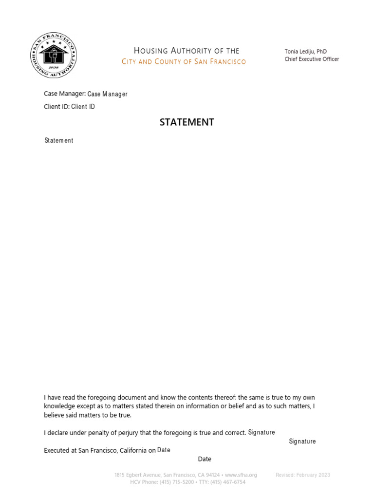 Client Statement Form Rev. 02.2023 | PDF