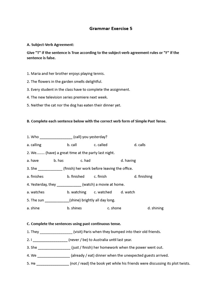 Grammar Exercise 5 | PDF | Bees | Honey Bee