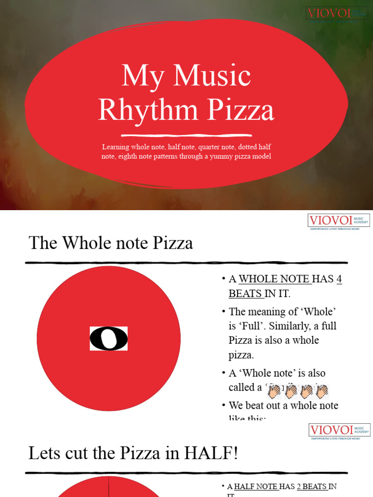 Music Note Learning with Pizza | PDF | Rhythm And Meter | Musical Forms