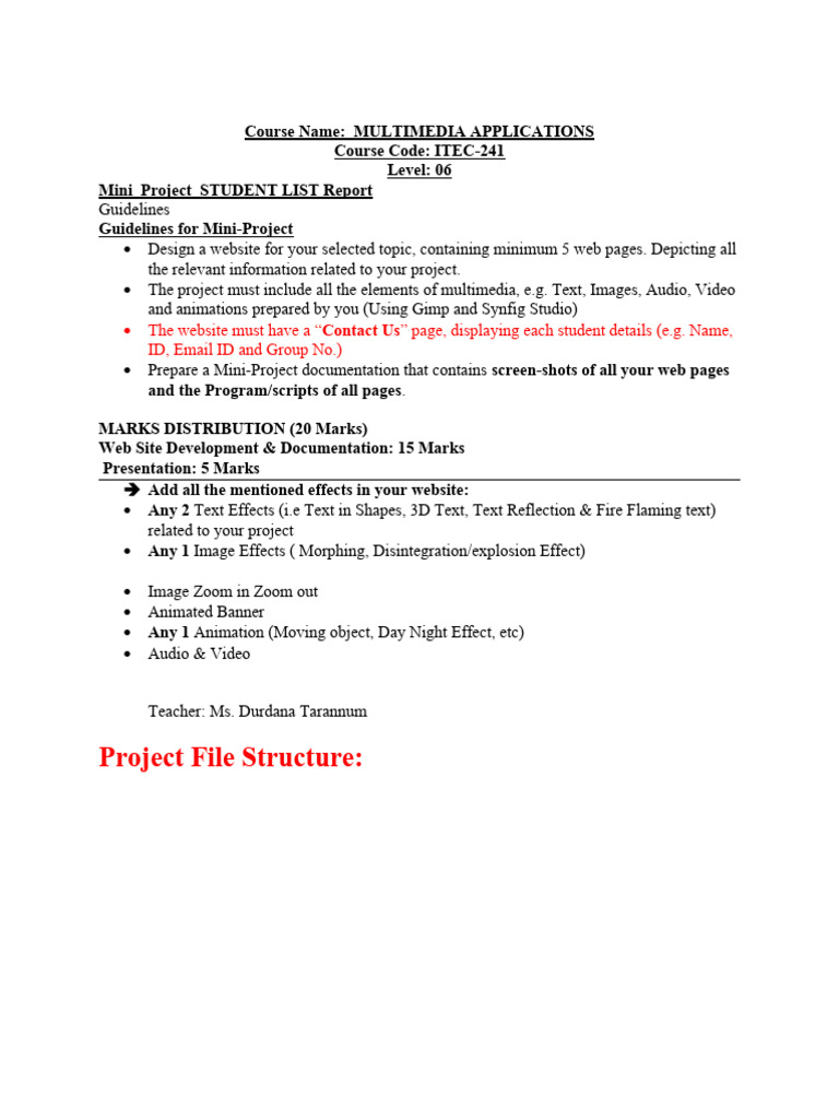 Mini - Project Guidelines | PDF | Websites | Multimedia