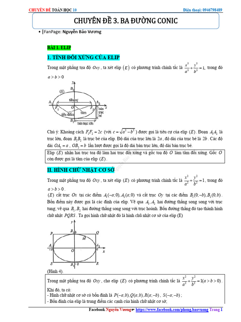 Bài 1. Elip | PDF