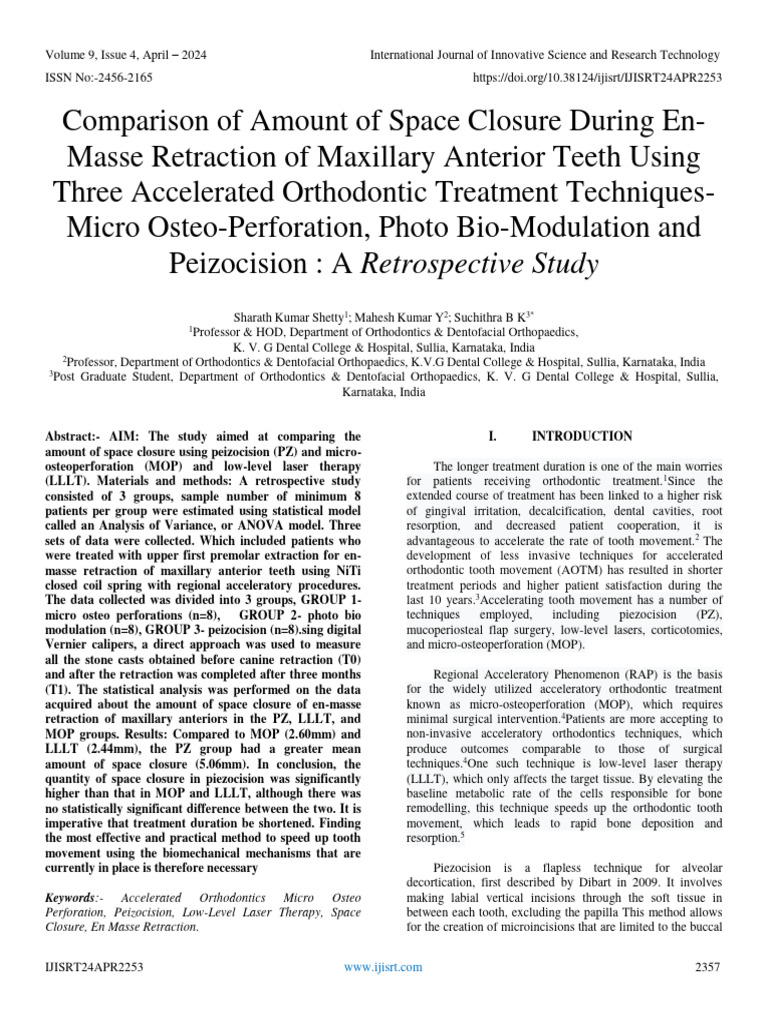 Comparison Of Amount Of Space Closure During En Masse Retraction Of Maxillary Anterior Teeth