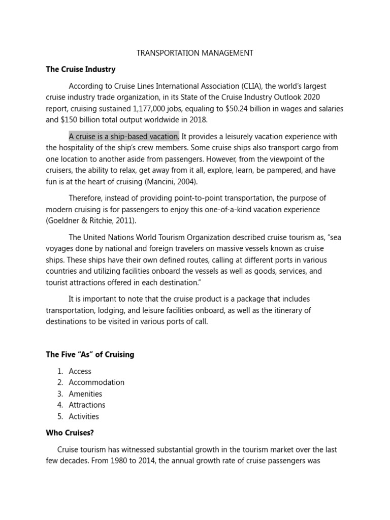TRANSPO Group 6 The Cruise Industry | PDF | Cruise Ship | Tourism