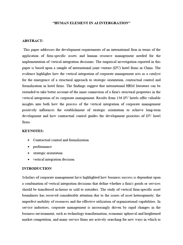 Human Element in AI Intergration | PDF | Human Resource Management ...