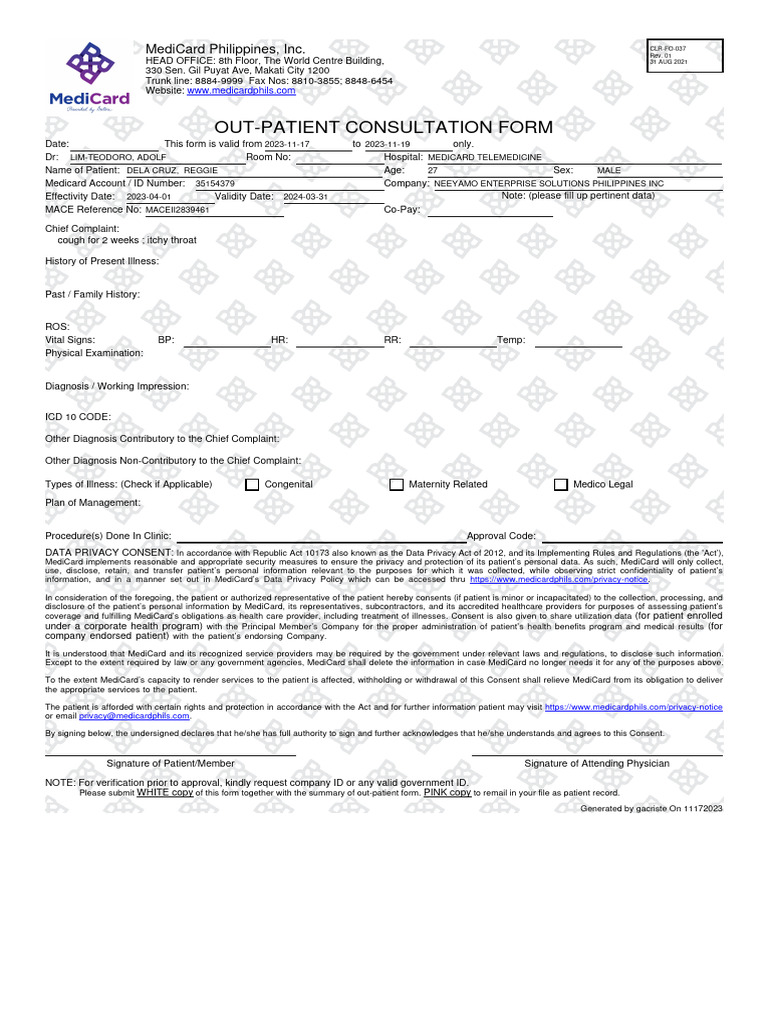 Mace Consult Form Maceii2839461 | PDF | Patient | Informed Consent