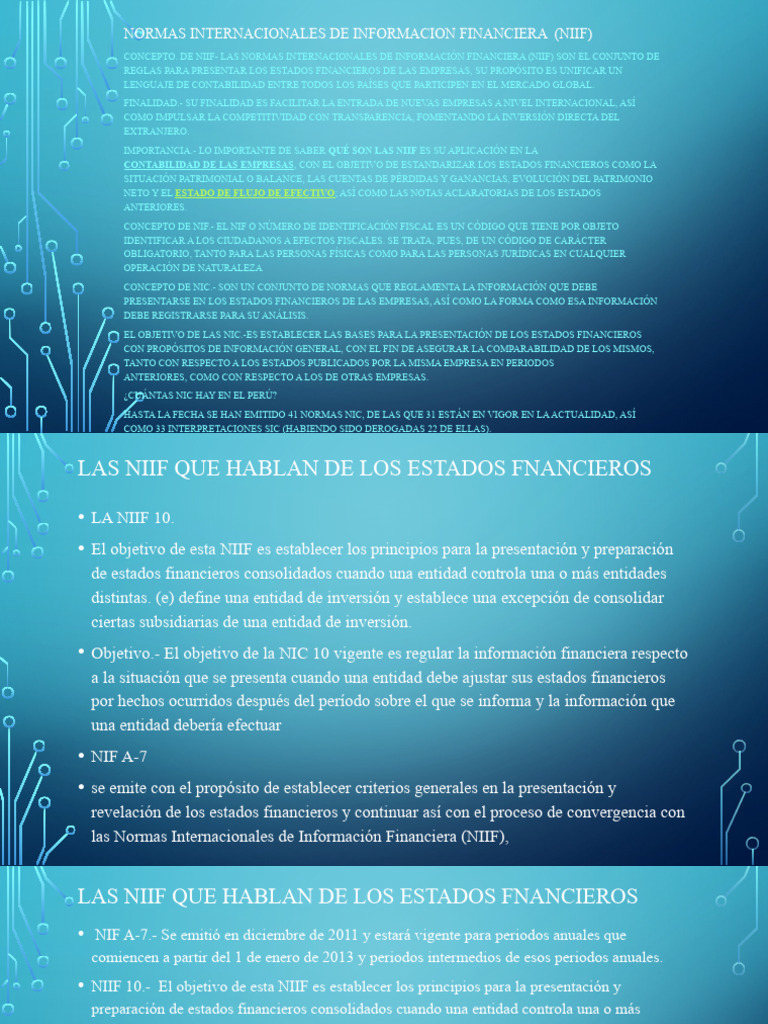 Normas Internacionales de Informacion Financiera (Niif , Nif y Nic) | PDF | normas ...