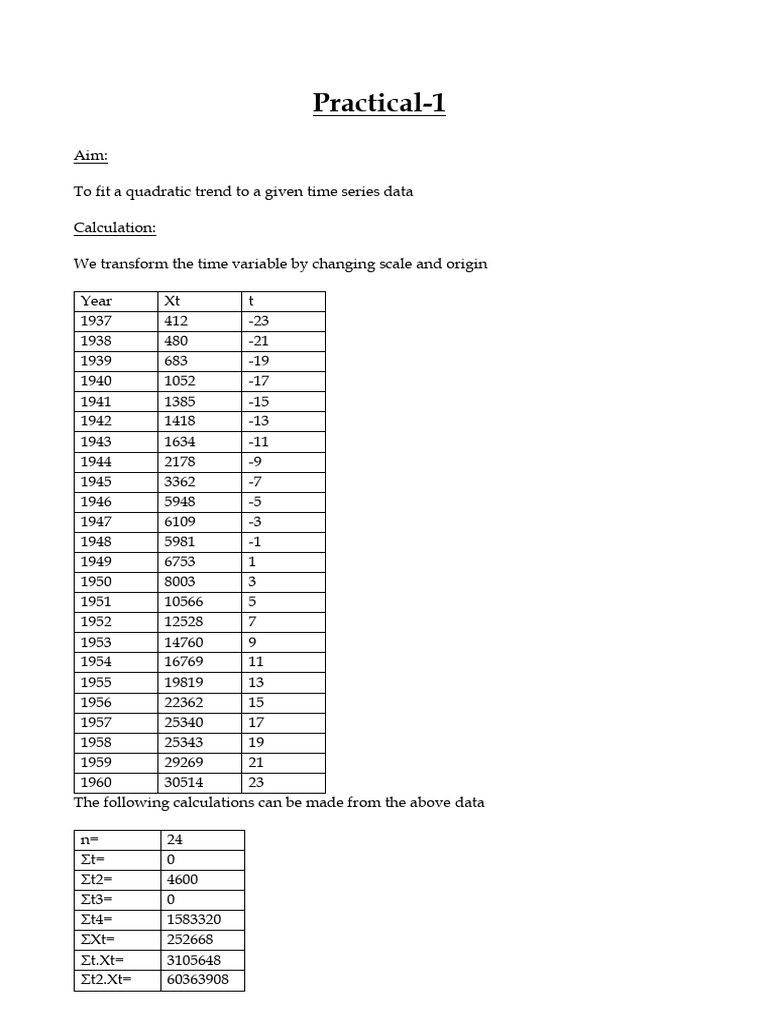Fitting of a quadratic trend line | PDF | Quadratic Equation | Ordinary Least Squares
