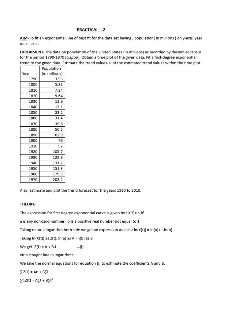 Fitting of A Exponential Trend Line | PDF | Ordinary Least Squares | Applied Mathematics