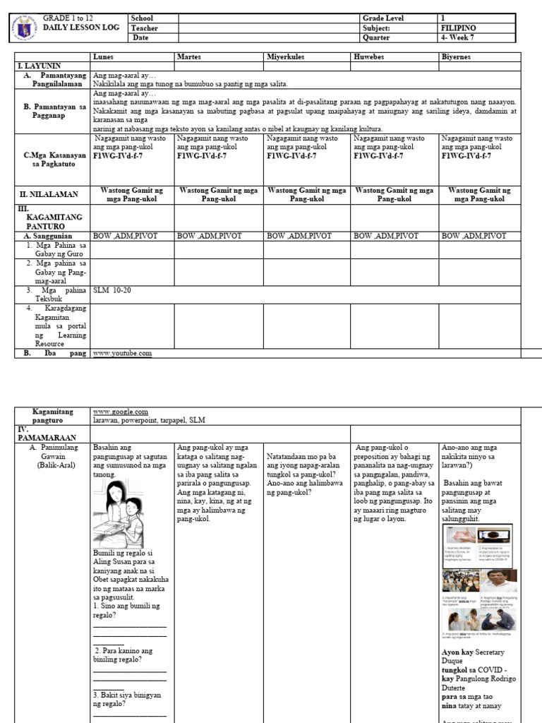 Q4-GRADE-1-FILIPINO-WEEK-7 | PDF