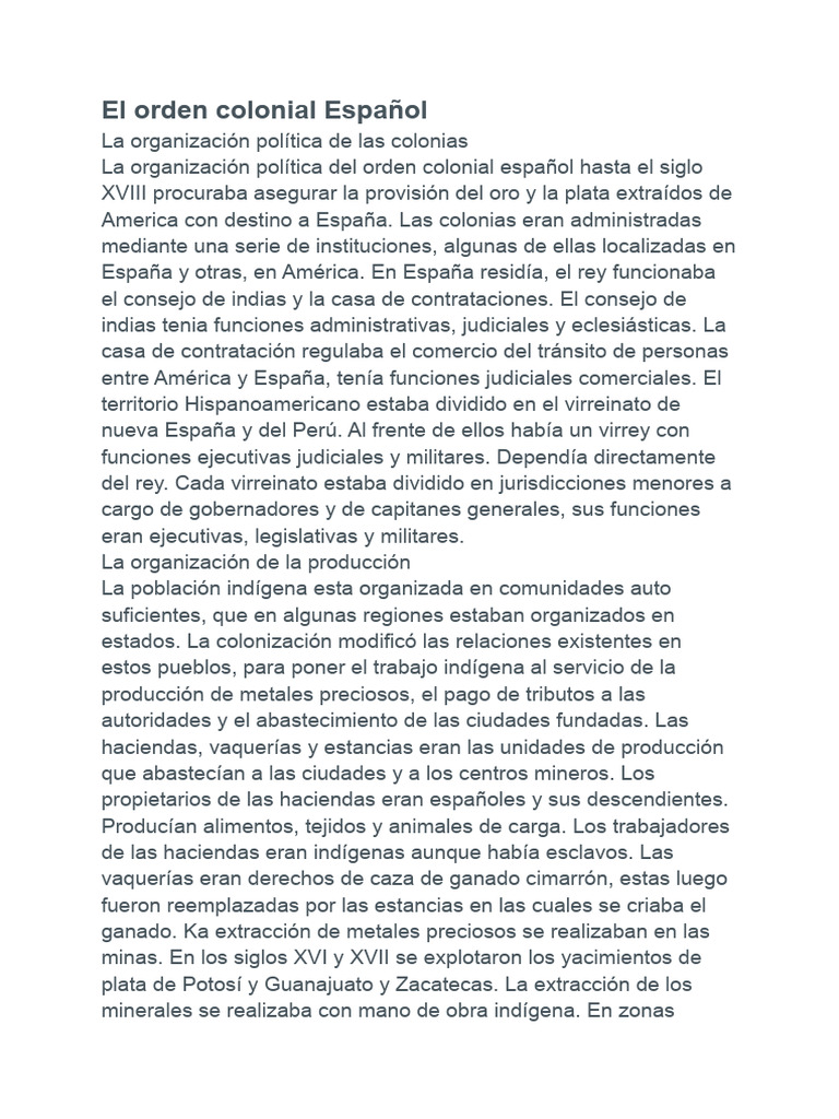 Orden Colonial | PDF | Nueva españa | Imperio español