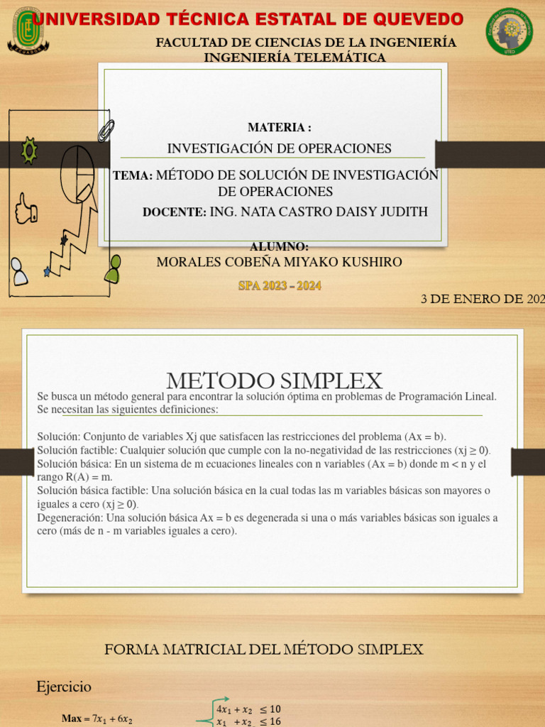 Método Simplex en Programación Lineal | PDF | Programación lineal ...