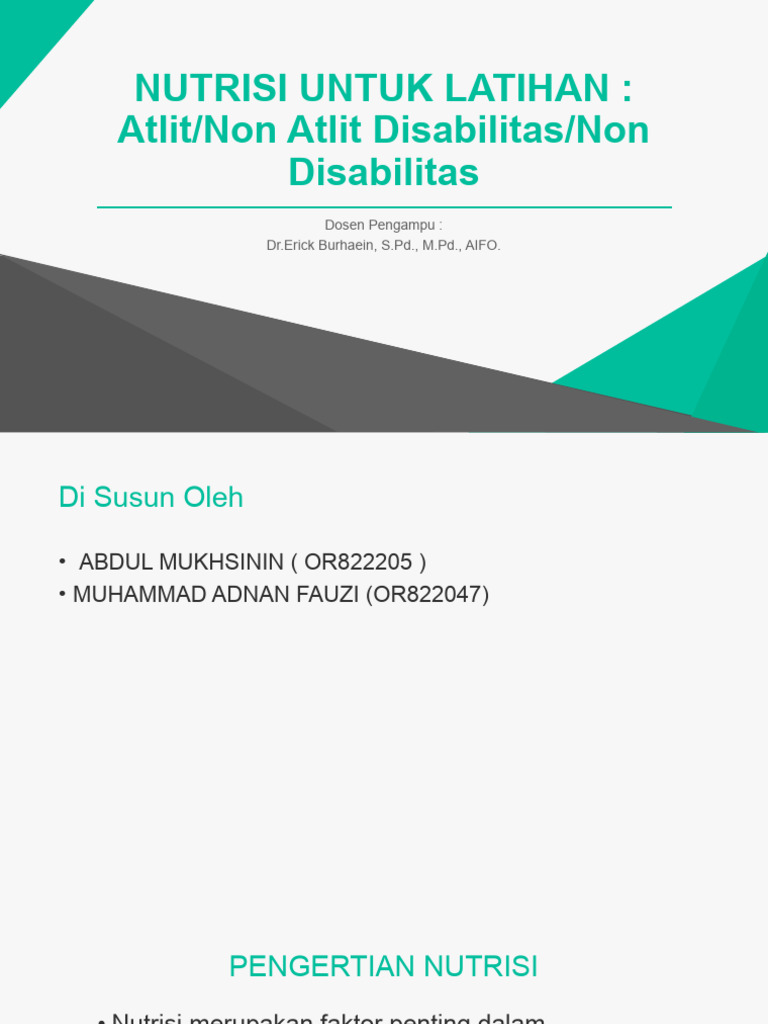 Nutrisi Latihan untuk Atlet dan Disabilitas | PDF | Pengembangan Diri ...
