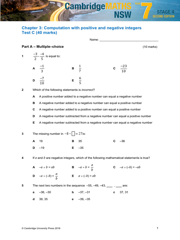 Understanding Negative Numbers Quiz | PDF | Numbers | Multiplication