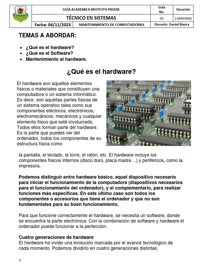 guia_03_Mantenimiento_de_Computadoras | PDF | Software libre | Hardware de la computadora