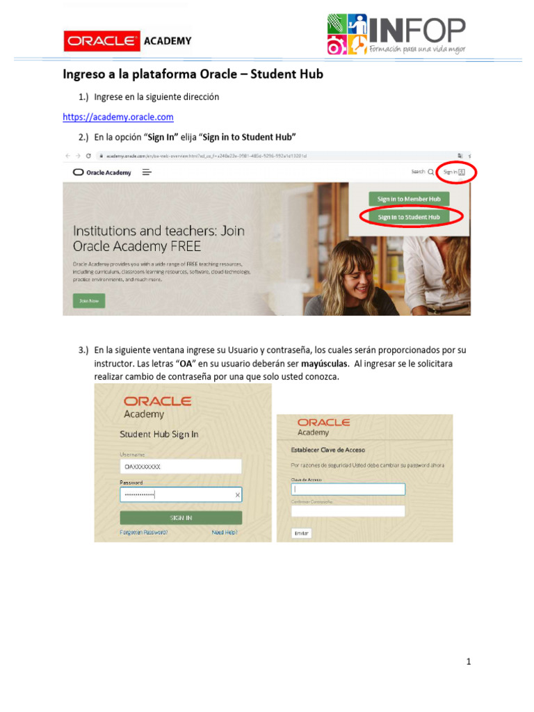 Ingreso a la plataforma Oracle DBF | PDF | Informática | Software