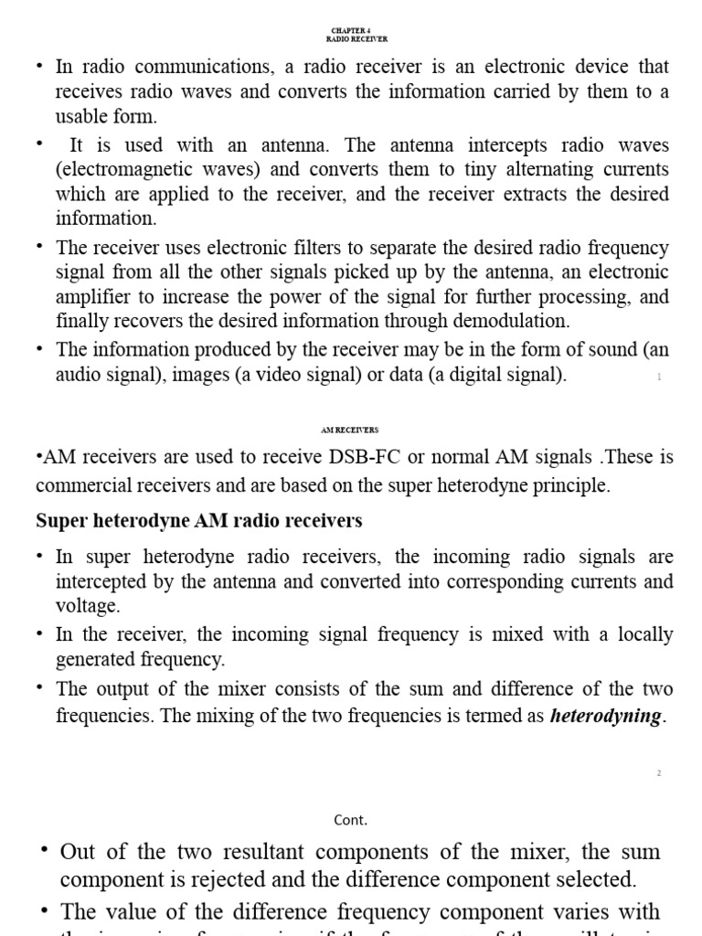 Comm - Chapter 4 Radio Receiver | PDF | Detector (Radio) | Frequency Modulation