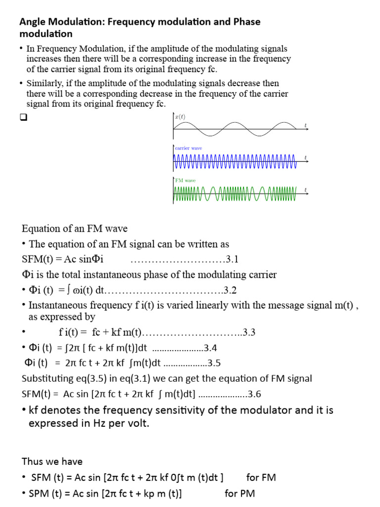 Comm. Chapt 3. FM and PM Edited | PDF | Frequency Modulation | Detector (Radio)